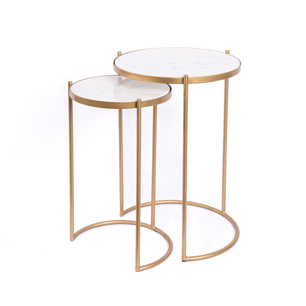 Everly Quinn Natural Marble Top Round Nesting Tables & Reviews | Wayfair